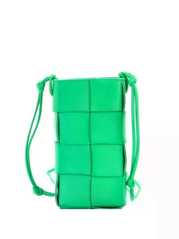 Bottega Veneta Cassette Phone Holder Maxi Intrecciato Leather Mini Crossbody Bag - Green