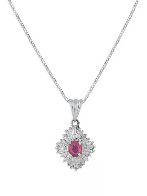 LB EXCLUSIVE Diamond And Ruby Pendant Necklace - Silver