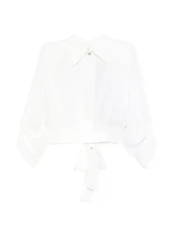 Elisabetta Franchi Collared Open-back Blouse - White
