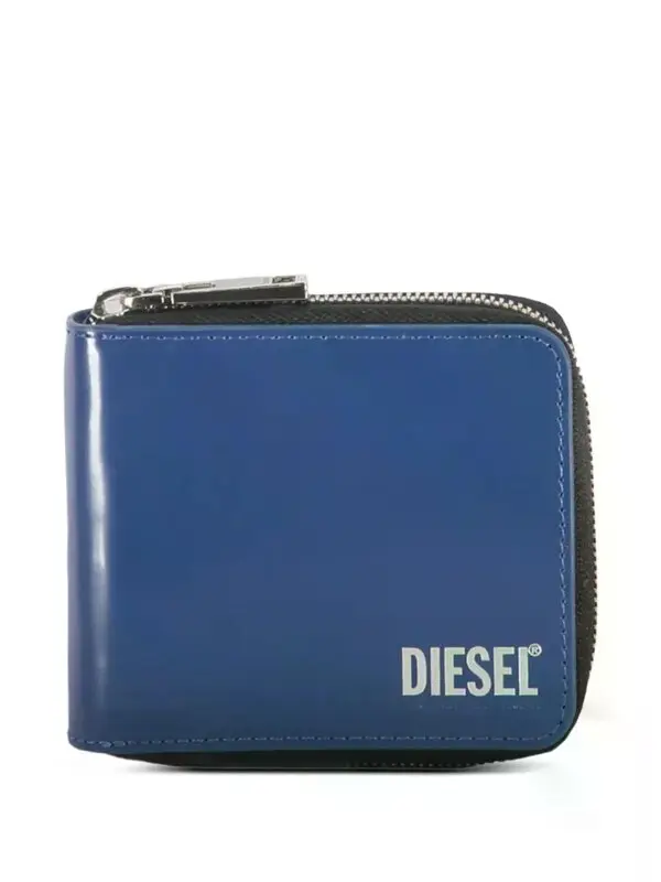 DIESEL® Zip Closure Glossy Wallet - Blue