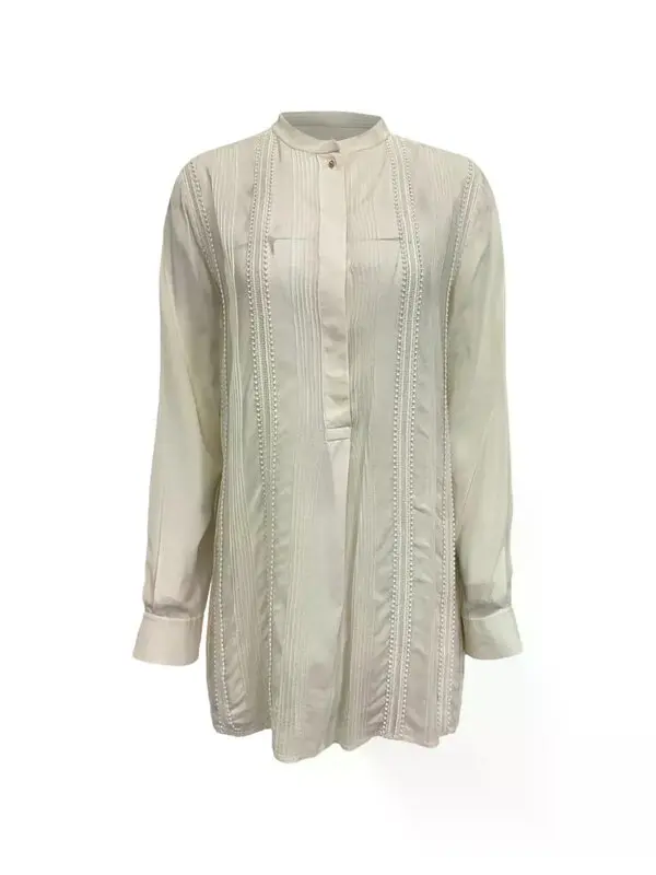 Chloé Embroidery-trimmed Long-sleeve Blouse