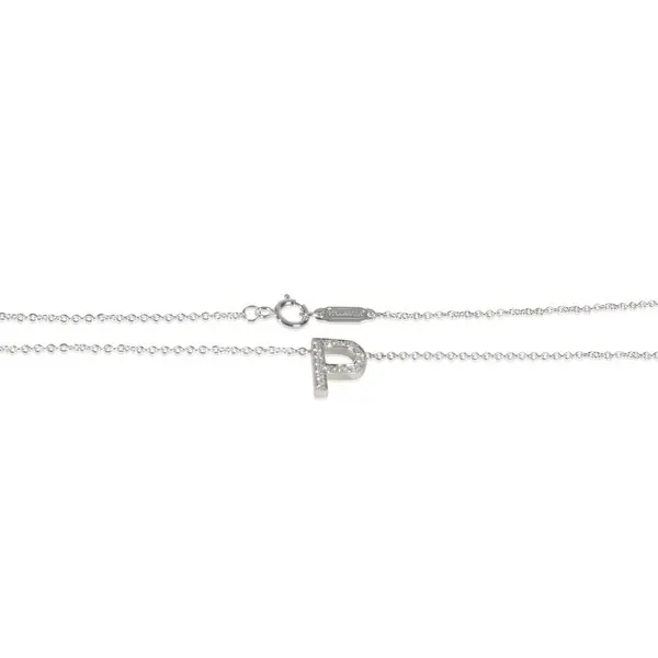 Tiffany & Co. Sterling Silver Diamond Initial P Pendant