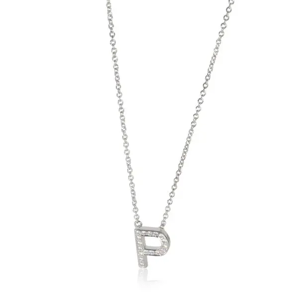 Tiffany & Co. Sterling Silver Diamond Initial P Pendant - Sterling_silver