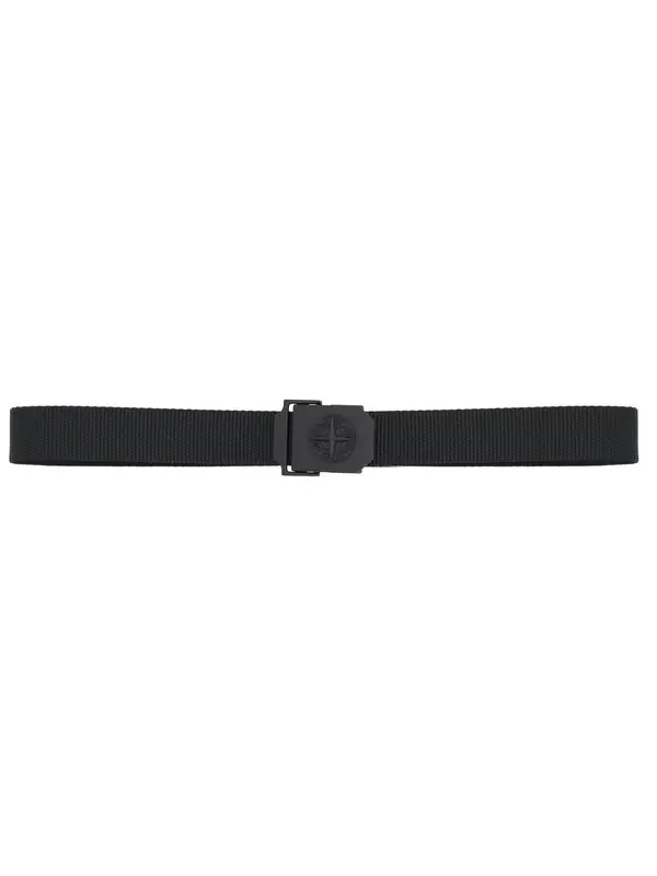 Stone Island Belt With Logo Buckle - Black