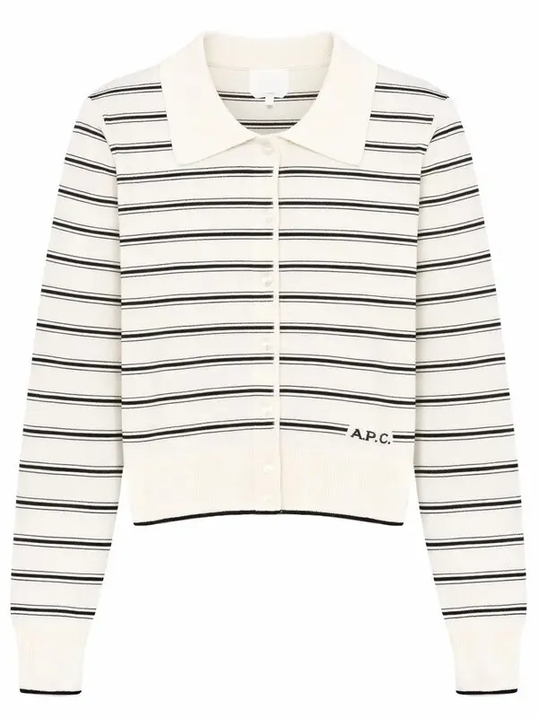 A.p.c. Striped Cardigan With Polo Collar - Multicolour