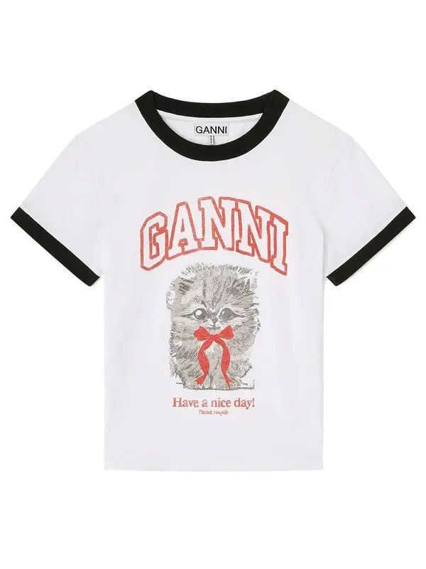 GANNI T-shirt "kitty - White