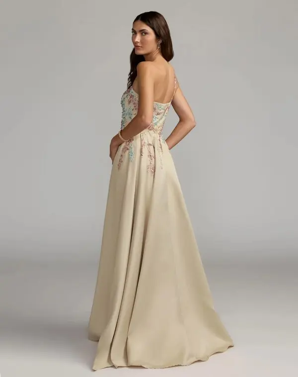 Mac Duggal Embellished One-shoulder Gown With Train