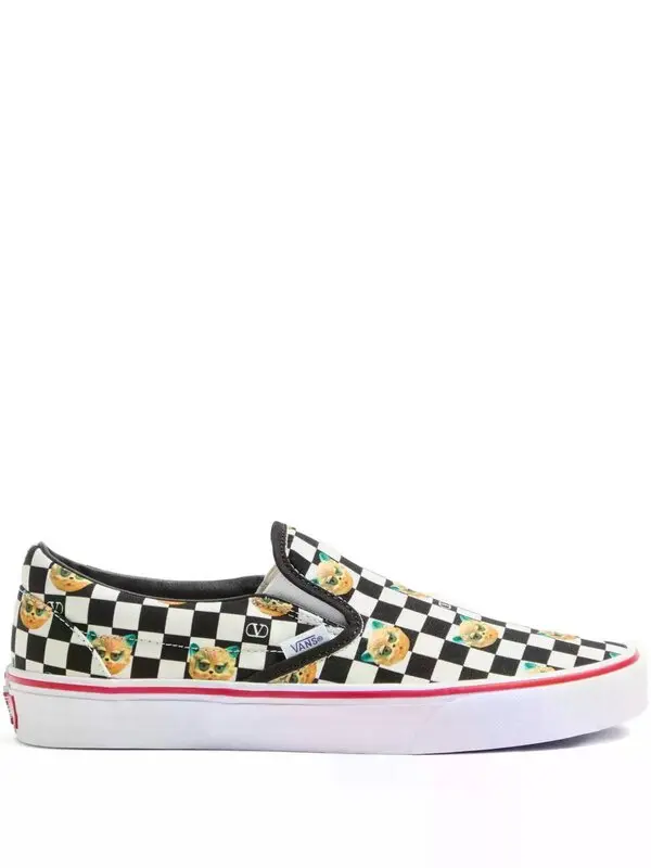 Valentino Garavani X Vans Checkerboard-print Slip-on Sneakers - Black