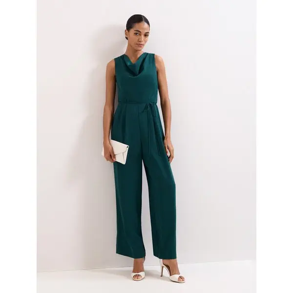 PHASE EIGHT Monique Cowl Neck Wide Leg Jumpsuit - Teal