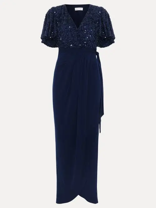 PHASE EIGHT Sequin Wrap Maxi Dress