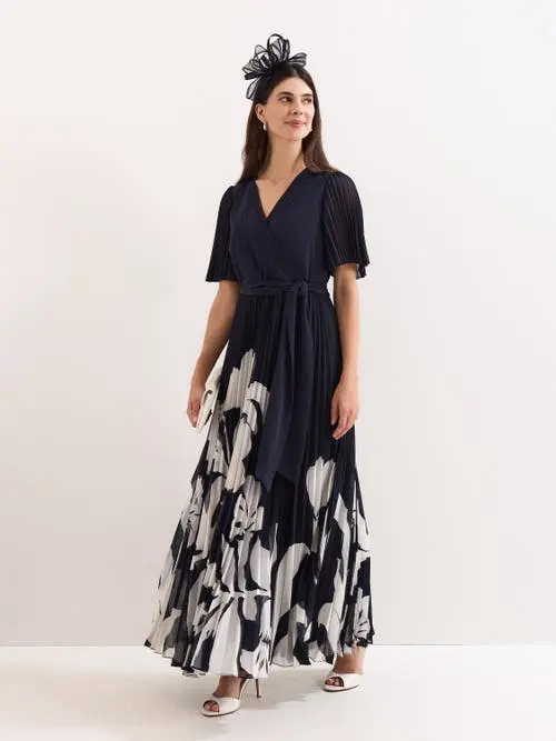 PHASE EIGHT Abigail Floral Print Maxi Wrap Dress - Navy