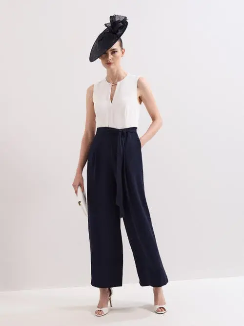 PHASE EIGHT Brylee Wide Leg Jumpsuit - Navy/ivory