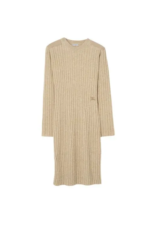 Burberry Wool Cashmere Rib-knit Dress - Hamper Beige