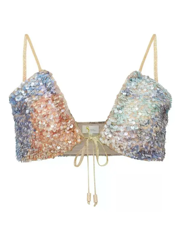 SANA OSMANI Sequin Tie Top - Blue
