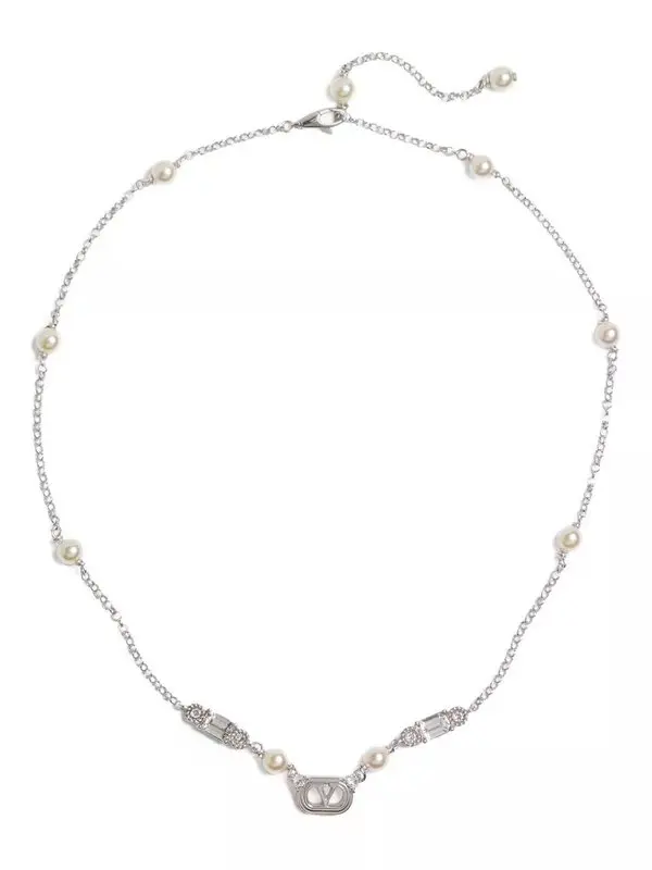 Valentino Garavani Ovalette Pearl Necklace - Silver