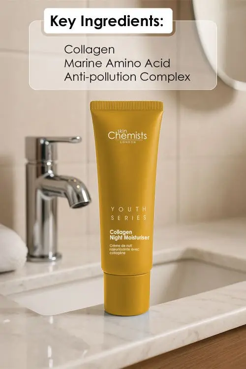 SKIN CHEMISTS Youth Series 1% Collagen Night Moisturizer 50ml For Fine Lines & Wrinkles