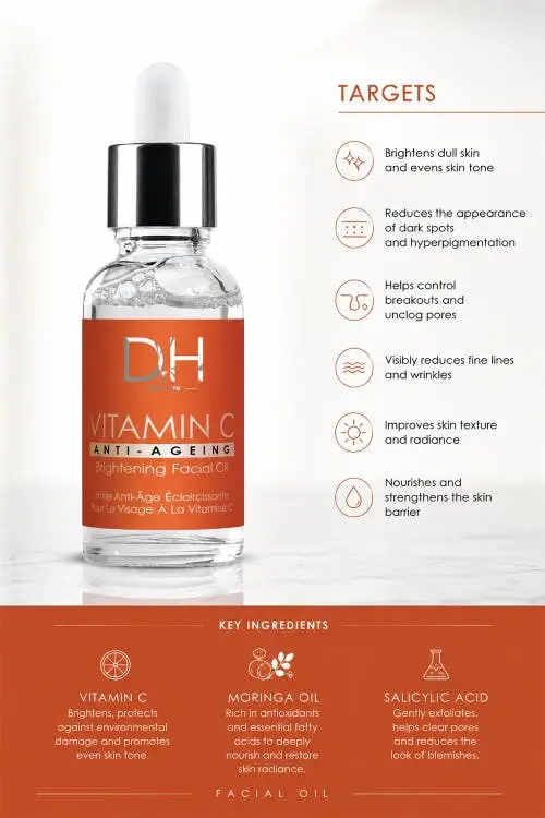 DR H Vitamin C Brightening Oil Facial Oil 30ml For Acne & Blemishes