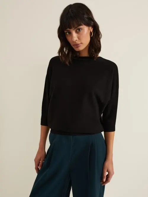 PHASE EIGHT Cristine Slash Neck Knit Jumper - Black