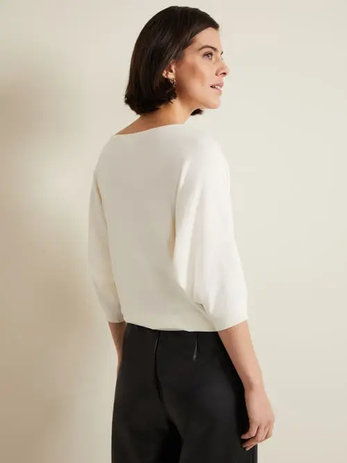 PHASE EIGHT Cristine Slash Neck Knit Jumper - Ivory