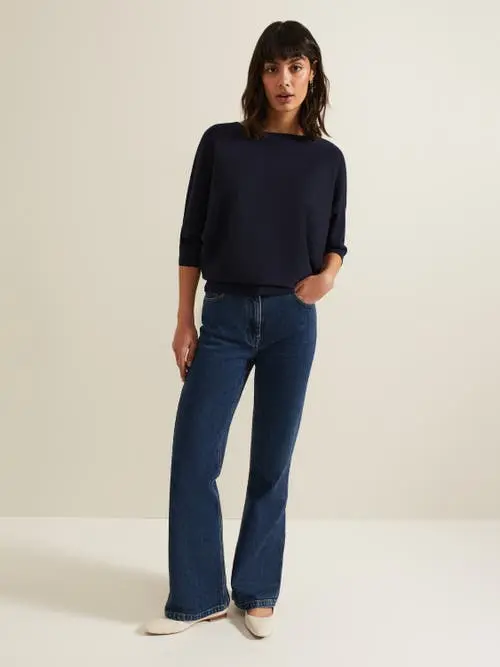 PHASE EIGHT Cristine Slash Neck Knit Jumper - Navy