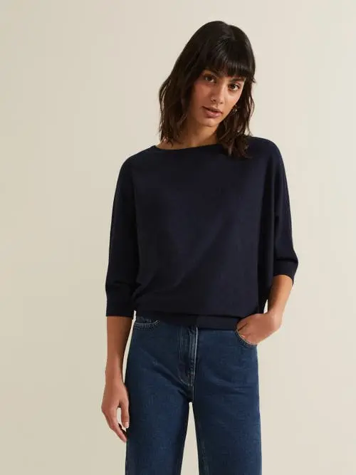 PHASE EIGHT Cristine Slash Neck Knit Jumper - Navy