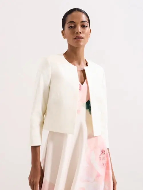 PHASE EIGHT Cropped Round Neck Jacket - Cream