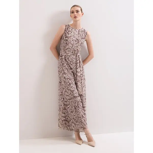 PHASE EIGHT Janine Leaf Sleeveless Jumpsuit - Latte
