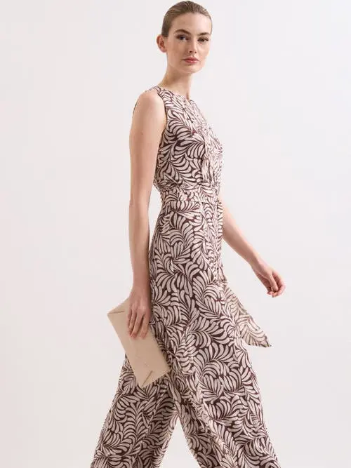 PHASE EIGHT Janine Leaf Sleeveless Jumpsuit - Latte