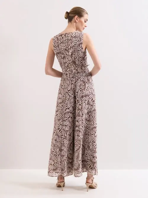 PHASE EIGHT Janine Leaf Sleeveless Jumpsuit - Latte