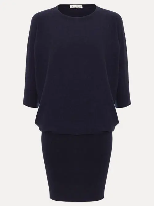 PHASE EIGHT Becca Batwing Knitted Dress - Navy