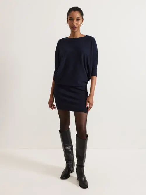PHASE EIGHT Becca Batwing Knitted Dress - Navy