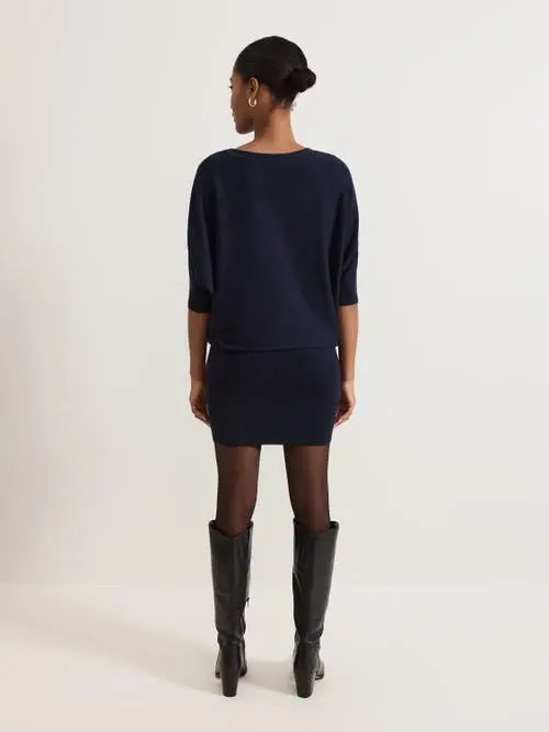 PHASE EIGHT Becca Batwing Knitted Dress - Navy