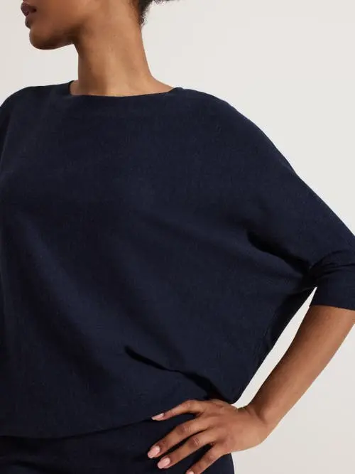 PHASE EIGHT Becca Batwing Knitted Dress - Navy
