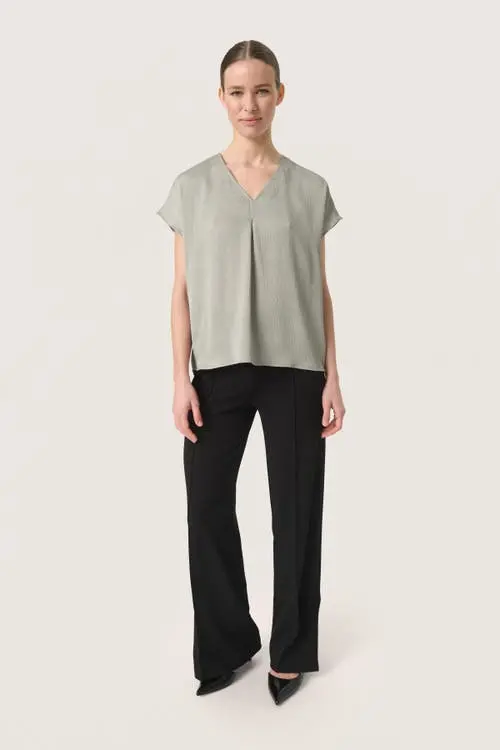 SOAKED IN LUXURY Ioana Short Sleeve V-neck Blouse