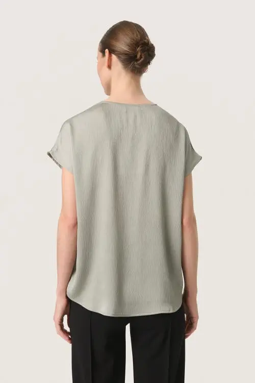 SOAKED IN LUXURY Ioana Short Sleeve V-neck Blouse