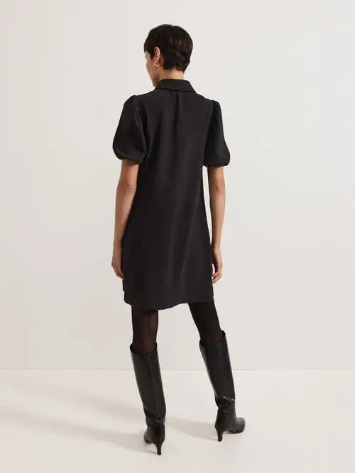 PHASE EIGHT Candice Scallop Detail Shirt Dress With Puff Sleeves - Black