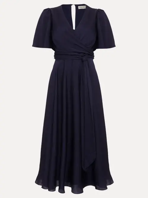PHASE EIGHT Fluid Wrap Midi Dress - Navy