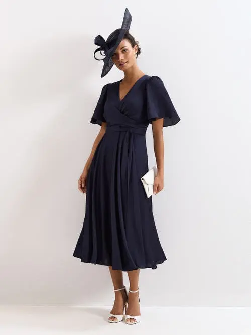 PHASE EIGHT Fluid Wrap Midi Dress - Navy