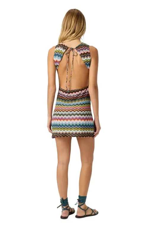 Missoni Short Cover-up In Lamé Viscose With Pixel Zigzag Motif