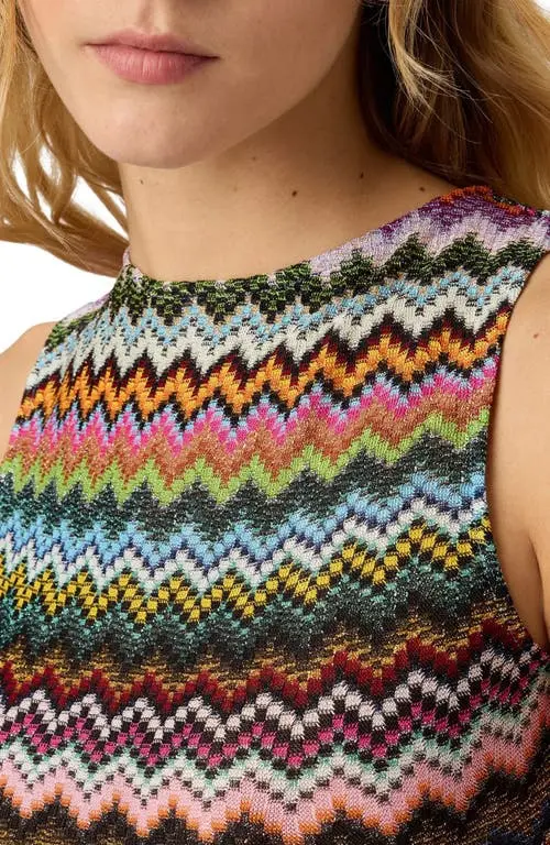 Missoni Short Cover-up In Lamé Viscose With Pixel Zigzag Motif