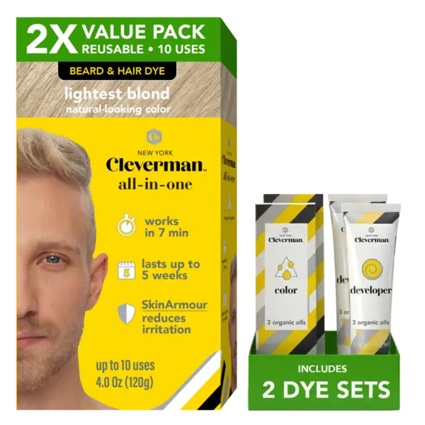 CLEVERMAN Reusable Beard & Hair Dye Kit - Lightest Blond