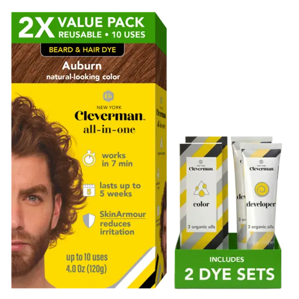 CLEVERMAN Reusable Beard & Hair Dye Kit - Auburn