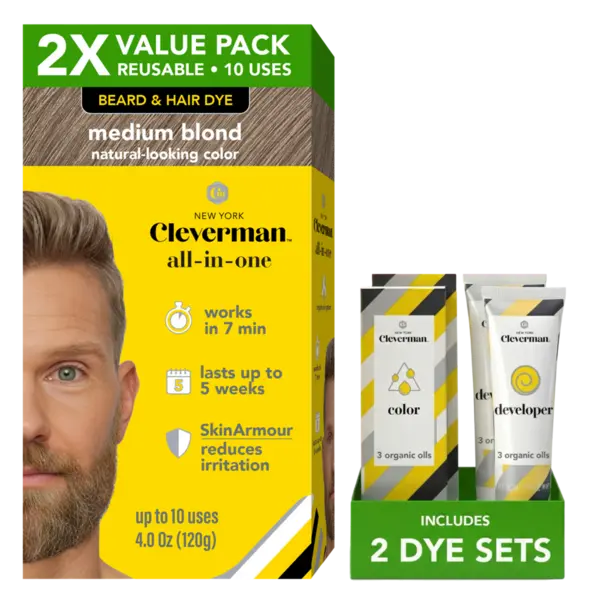 CLEVERMAN Reusable Beard & Hair Dye Kit - Medium Blond