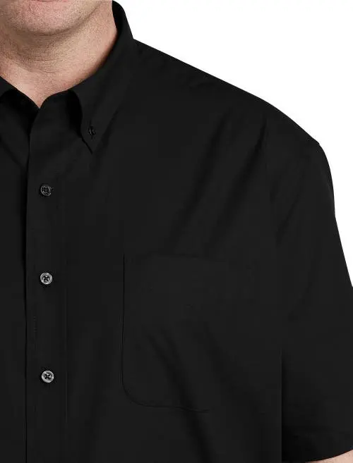 B+T ESSENTIALS Big & Tall Poplin Sport Shirt - Black