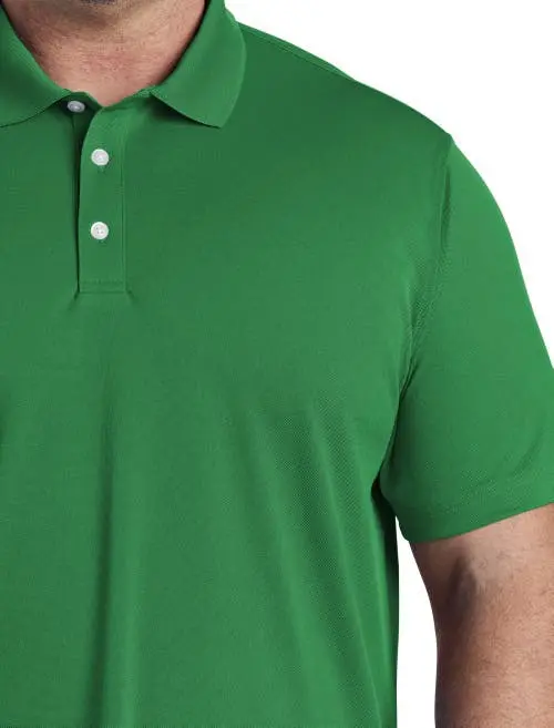 B+T ESSENTIALS Big & Tall Solid Golf Polo Shirt - Green
