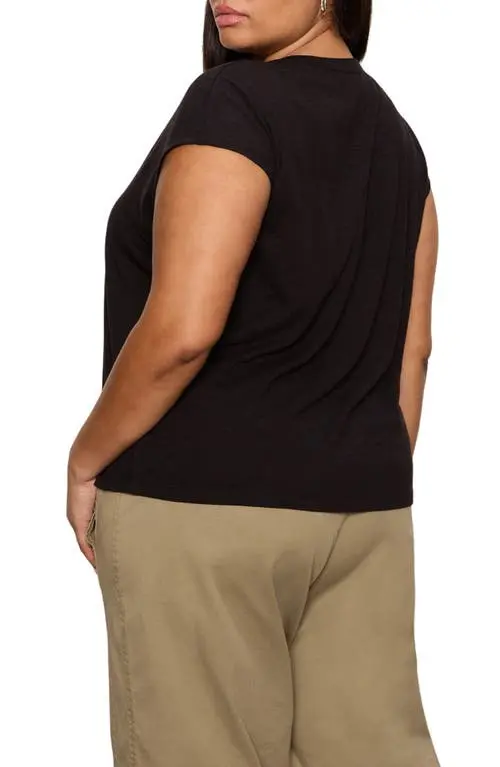 Sanctuary Organic Cotton Blend Split Neck T-shirt - Black