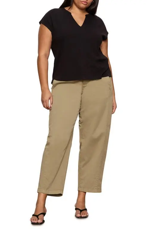 Sanctuary Organic Cotton Blend Split Neck T-shirt - Black