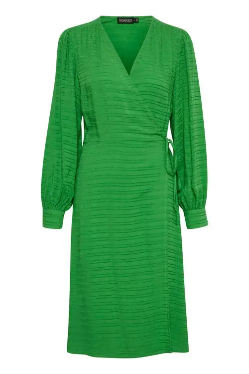 SOAKED IN LUXURY Catina Long Sleeve V-neck Wrap Dress