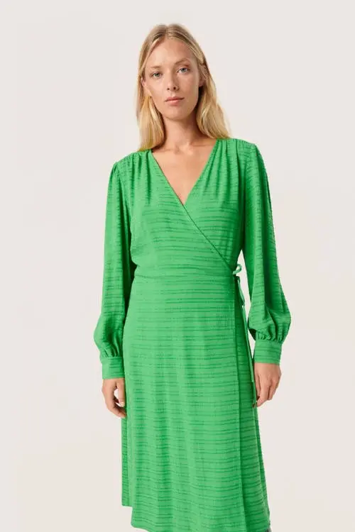 SOAKED IN LUXURY Catina Long Sleeve V-neck Wrap Dress