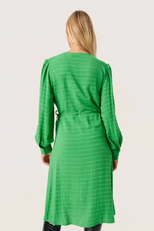 SOAKED IN LUXURY Catina Long Sleeve V-neck Wrap Dress